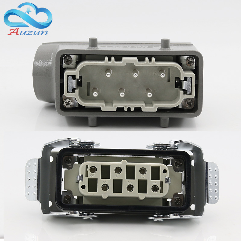 矩形重载连接器H16B-HSB-006-1-2侧出顶出6芯航空插头插座电流35A_虎窝淘