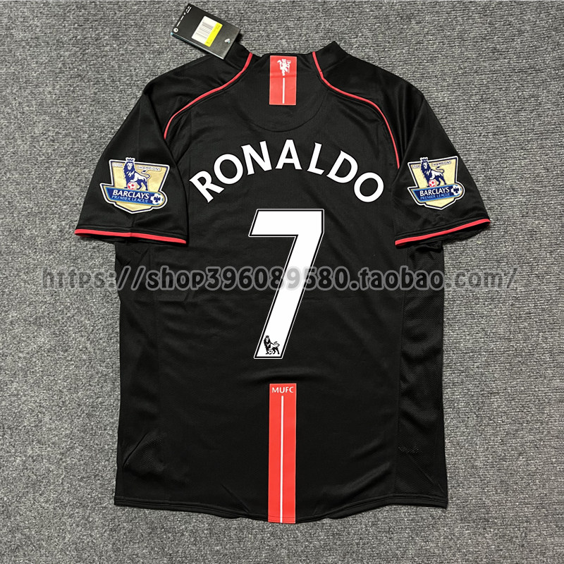 红魔0708力曼联复古球衣长袖客场7号C罗短袖足球服10号鲁尼欧冠版_虎窝淘