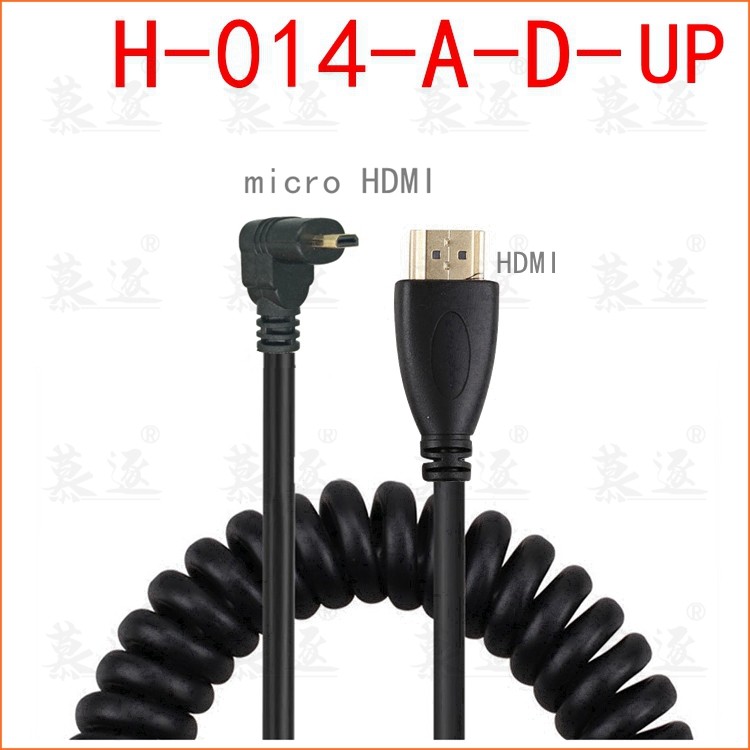 H-014 Micro HDMI转HDMI高清线微软mini弯头视频线伸缩弹簧视频线_虎窝淘