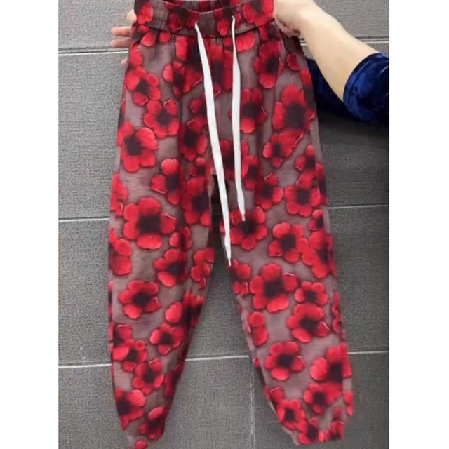 Ice silk tow pants for women's summer thin loose chiffon cool harem ...