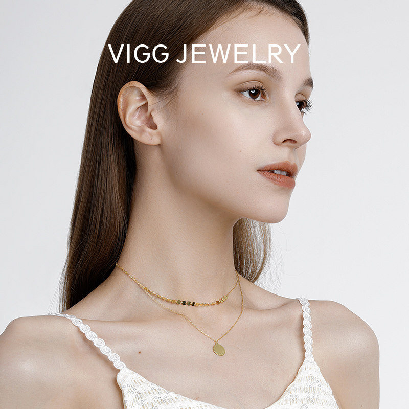 【明星同款】VIGG流金岁月项链女纯银双层锁骨链轻奢小众简约设计_虎窝淘