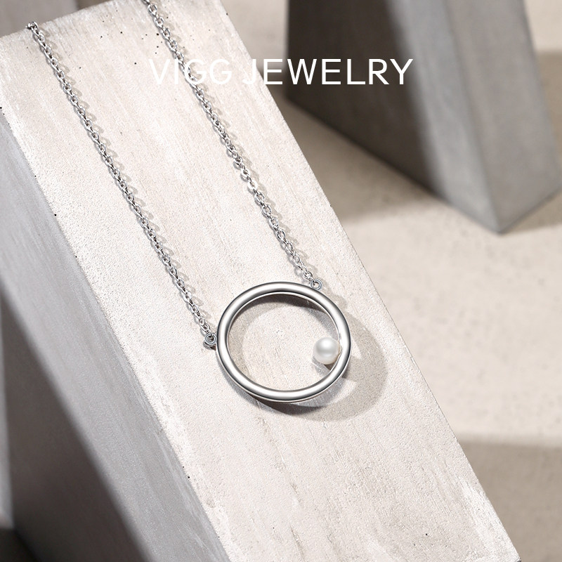 VIGG地心引力项链女纯银珍珠锁骨链轻奢小众设计感吊坠2023首饰品_虎窝淘