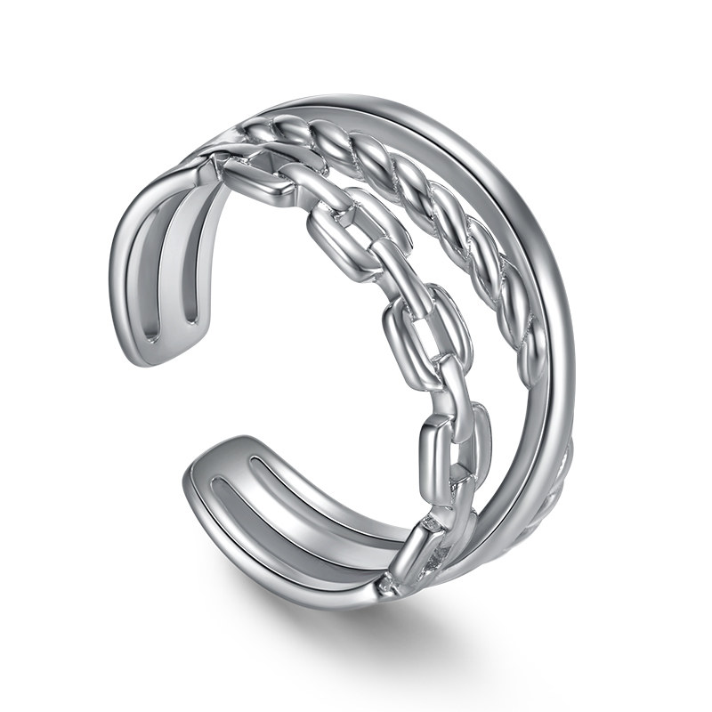 VIGG秩序戒指女小众设计纯银素圈开口戒时尚个性ins风精致指环戒_虎窝淘