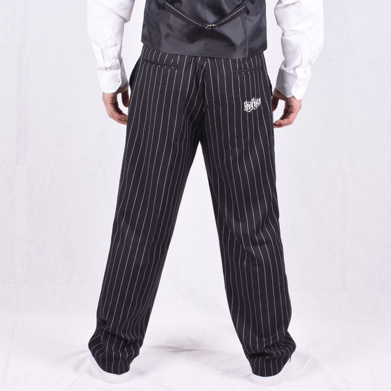 Popping黑白条纹西裤HIPHOP裤子西海岸locking宽松嘻哈机械舞表演_虎窝淘