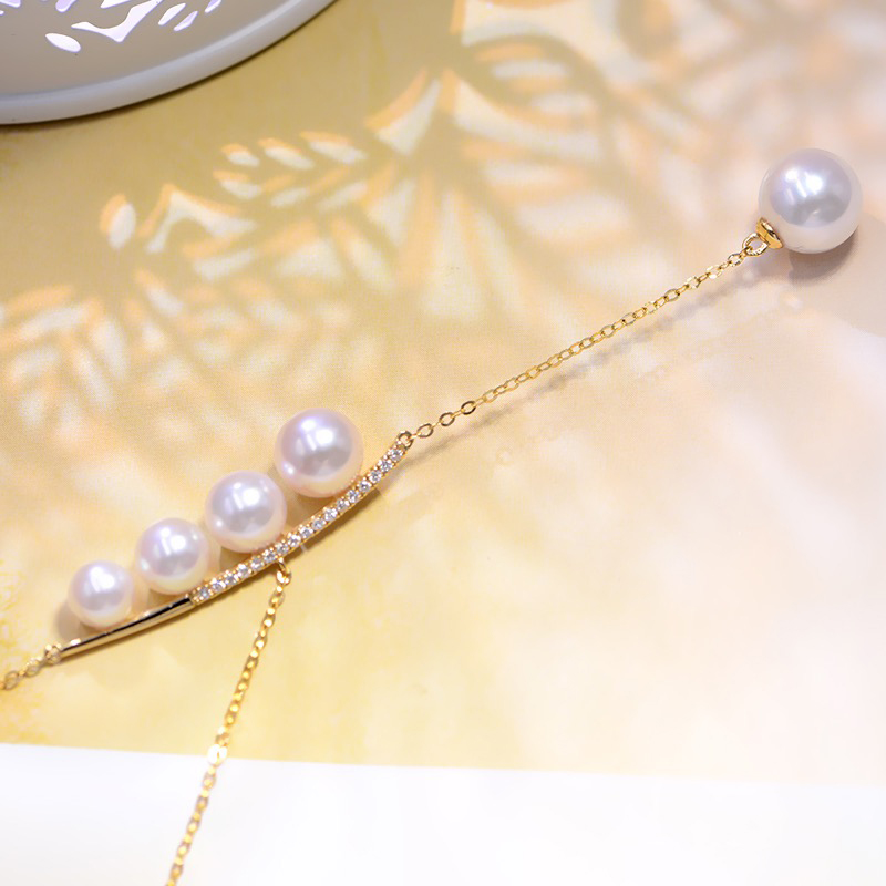 DIY珍珠配件 S925纯银套链空托时尚多珠Y字项链吊坠一体链银托女_虎窝淘