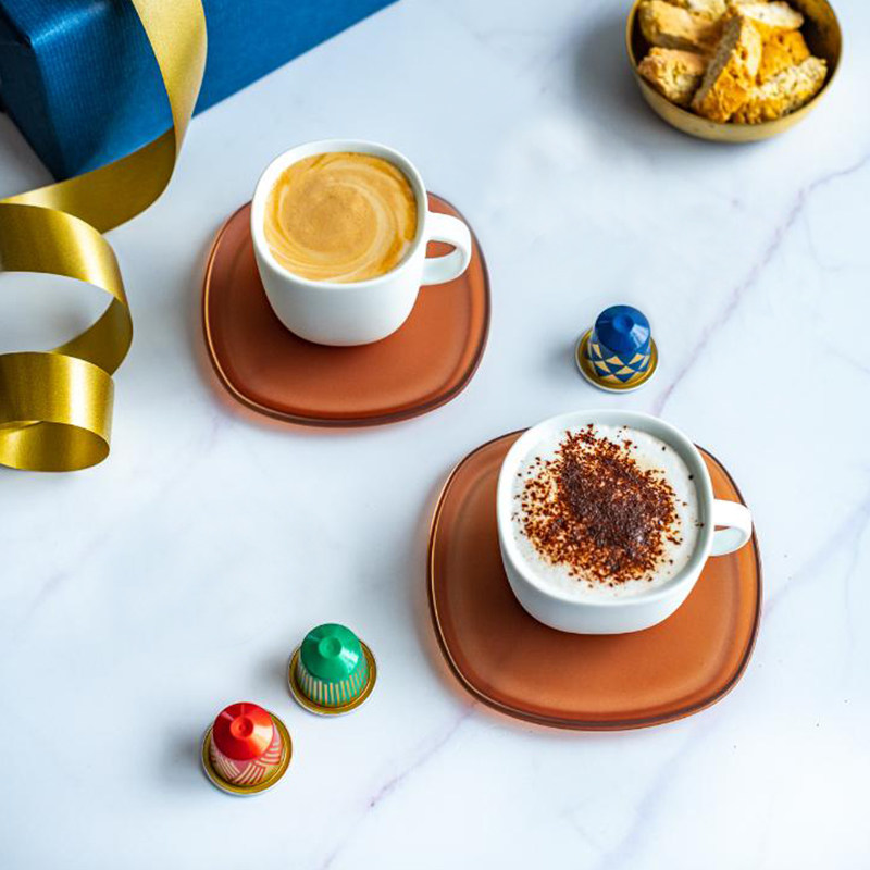 NESPRESSO LUME系列大杯咖啡杯和装饰碟套装陶瓷咖啡杯180ml*2只_虎窝淘