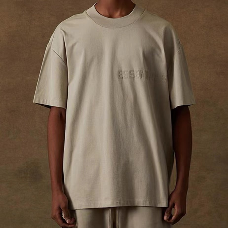 FOG Essentials FW22字母印花植绒Logo宽松圆领套头短袖T恤tee_虎窝淘