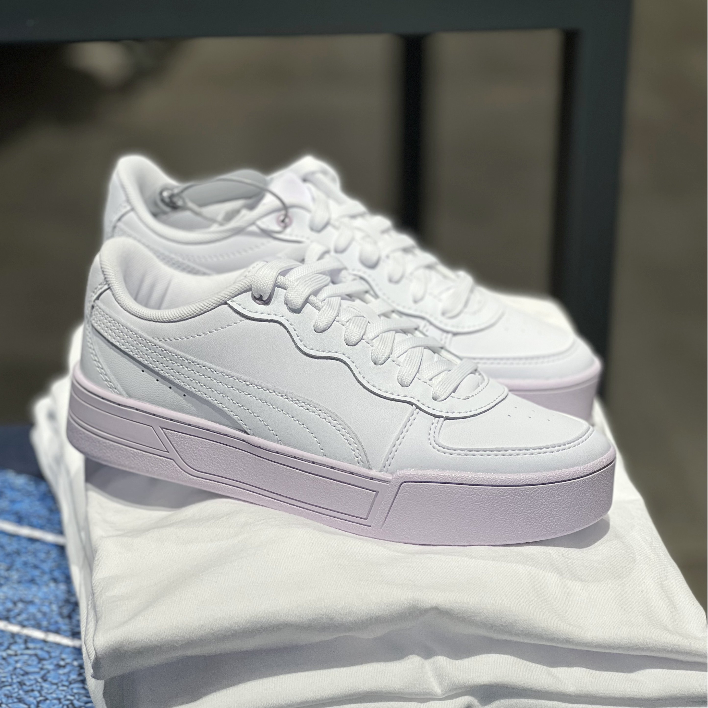 PUMA彪马淡紫色蕾哈娜松糕鞋厚底增高小白鞋休闲板鞋374764-15_虎窝淘