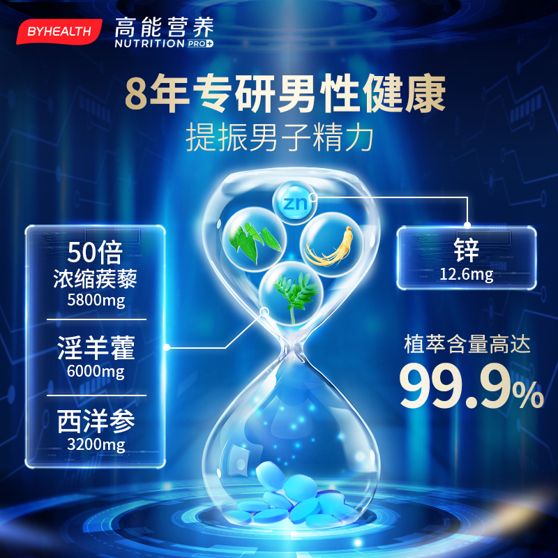 BYHEALTH汤臣倍健海外男性OK精力片非玛咖参类提取物植萃滋补48片_虎窝淘