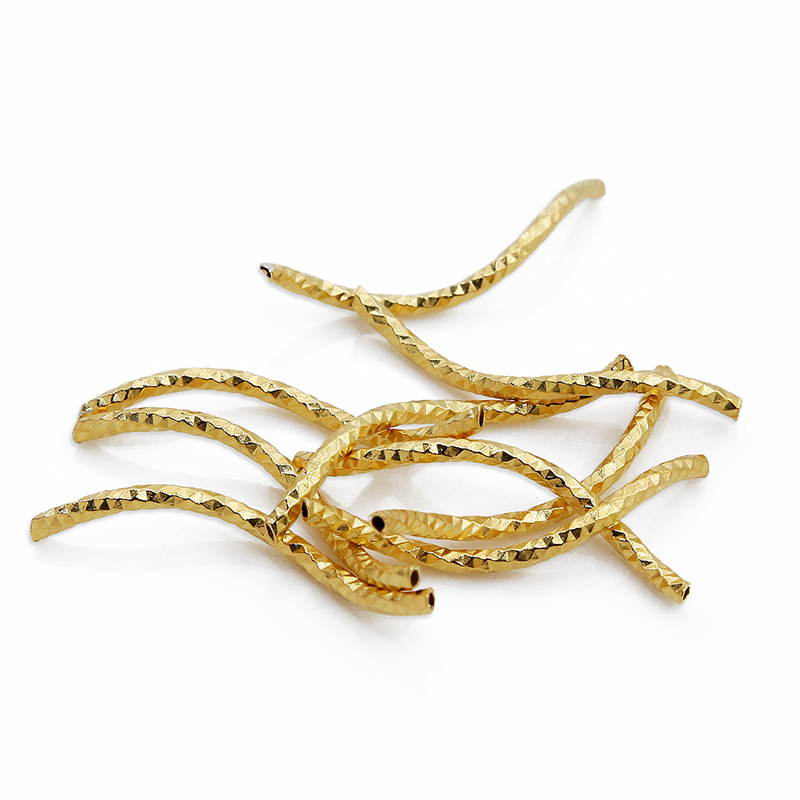 S925纯银DIY手工手脚链配件镀黄金玫瑰金细切面闪管车花S形弯管_虎窝淘