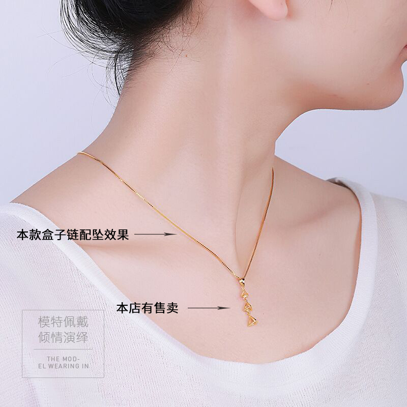 18k金金链子s925纯银项链女锁骨链彩金彩银镀24k黄金色配链不掉色_虎窝淘