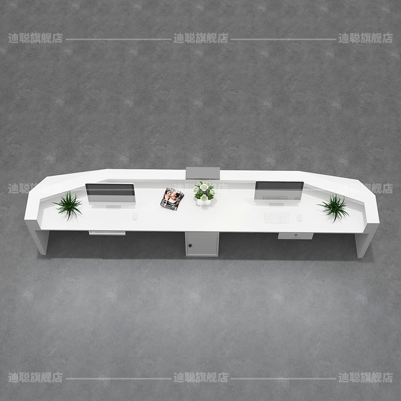 简约现代公司烤漆前台接待台弧形办公桌美容院收银台酒店吧台_虎窝淘