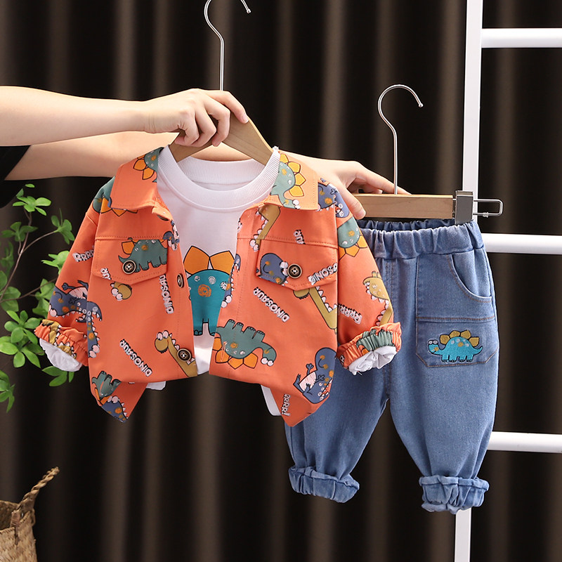 宝宝春装套装1一3-4岁潮男童衣服春秋2023新款小童三件套婴儿童装_虎窝淘