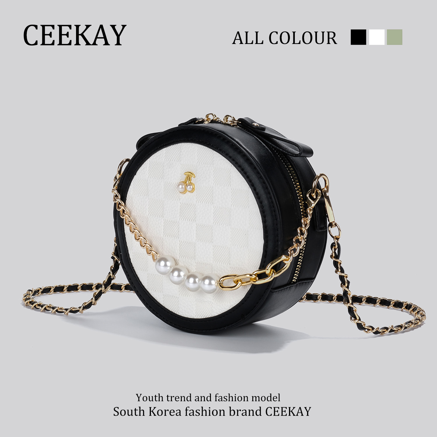 CEEKAY正品高级感小圆包小众独特设计小包包女2023新款链条斜挎包_虎窝淘