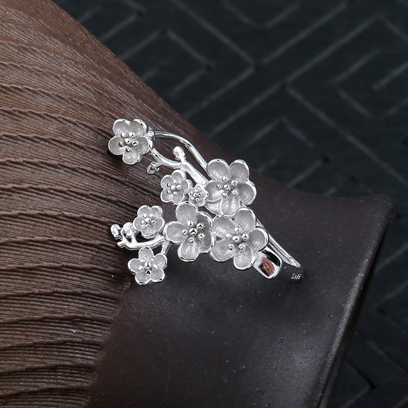 s925银平安扣梅花银夹扣 diy镶嵌琥珀蜜蜡定制吊坠夹扣平安扣配件_虎窝淘