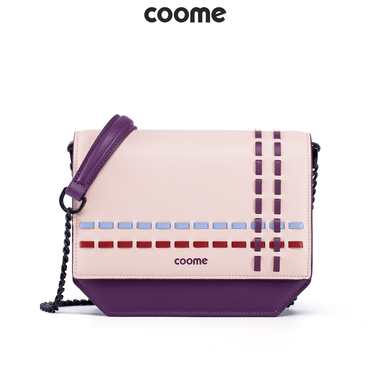 coome包包女众原创设计编织斜挎包ins小巧简约撞色链条包小挎包_虎窝淘