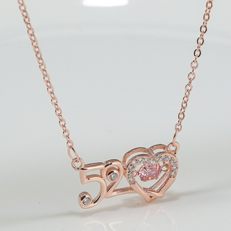 s925纯银新款时尚灵动520跳动的心镶钻女锁骨项链情人节生日礼物_虎窝淘