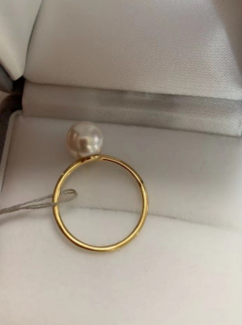 日本制黄金18K深海Akoya珍珠8mm素圈戒指11号北京现货_虎窝淘