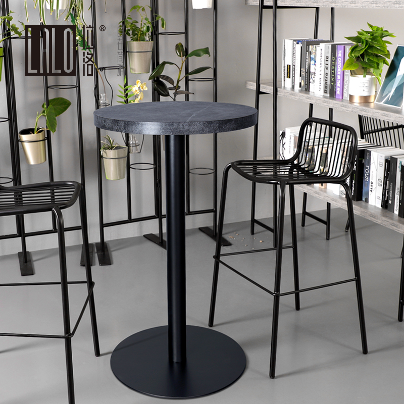 拉洛高吧桌酒吧桌黑云岩纹理咖啡馆高脚桌休闲区站立式高桌子_虎窝淘