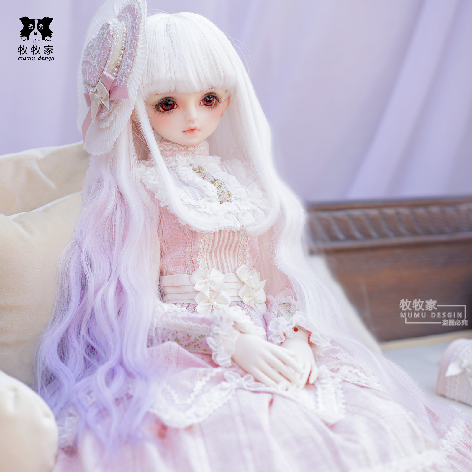 【精灵密语】bjd VOLKS SD DDMDD 1/3 1/4双色渐变水波纹手改假发_虎窝淘