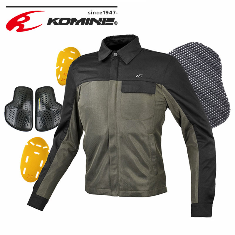 日本KOMINE摩托车休闲衬衫风格半网眼拼接防护男女款骑行服JK-155_虎窝淘