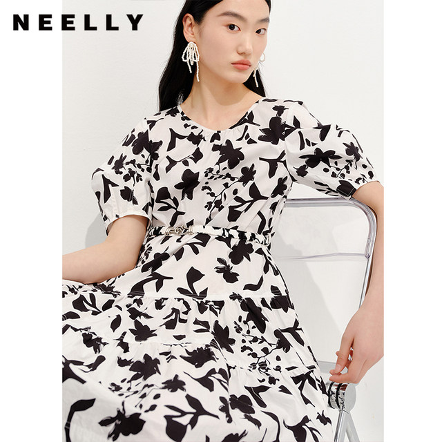 NEELLY Nali Shopping Mall same summer French black and white floral ...