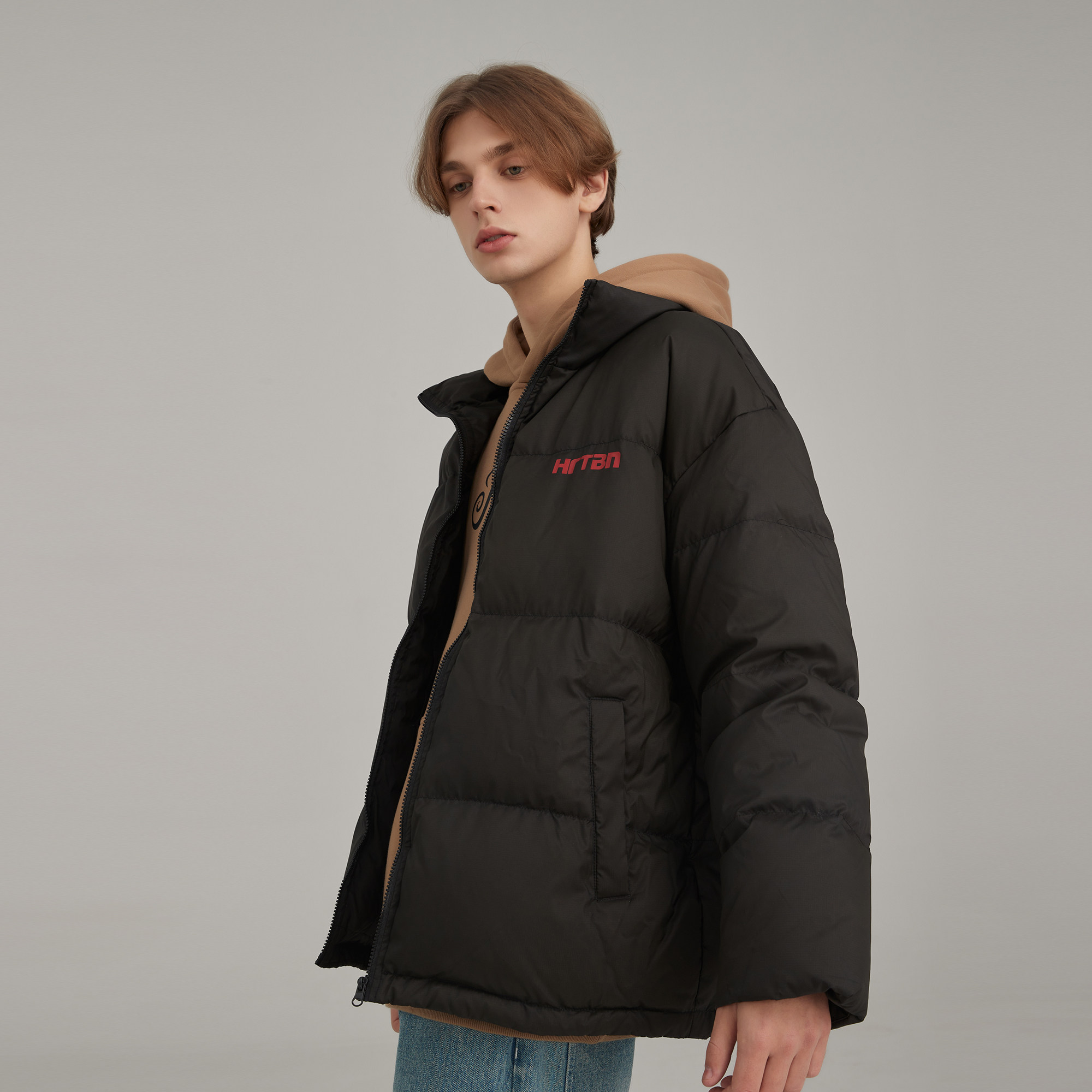 愚人潮社 HeartBoon立领格子短款保暖羽绒服白鸭绒加厚外套情侣潮_虎窝淘