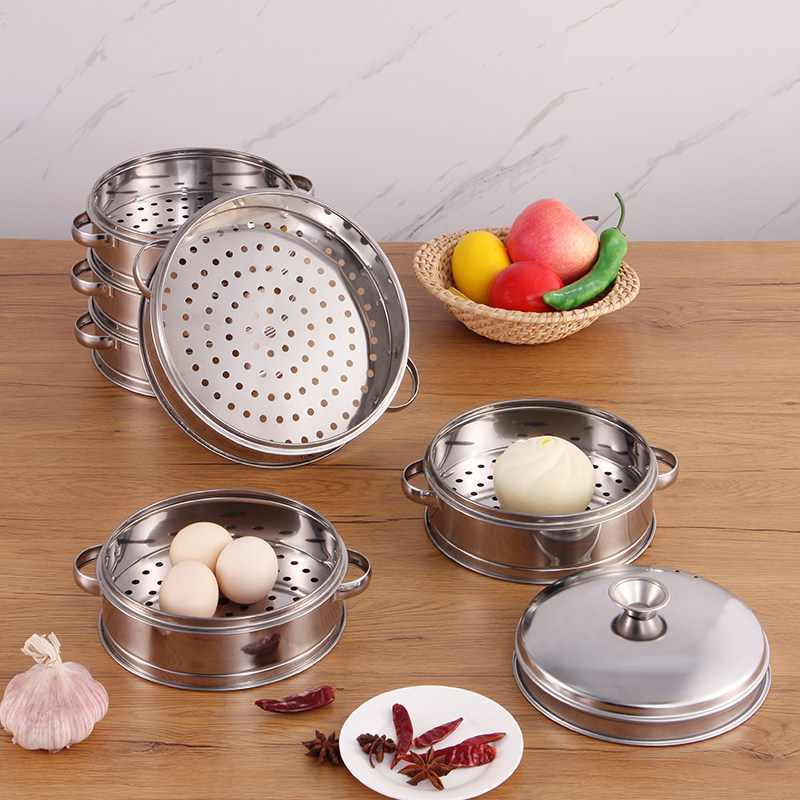 蒸笼不锈钢多层叠加圆形蒸屉商用小笼包蒸笼家用饺子蒸锅蒸包炉用_虎窝淘