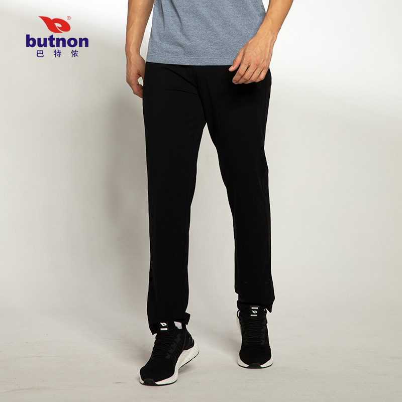 butnon巴特侬夏季薄款运动裤男直筒针织休闲长裤抽绳黑色裤子9223_虎窝淘
