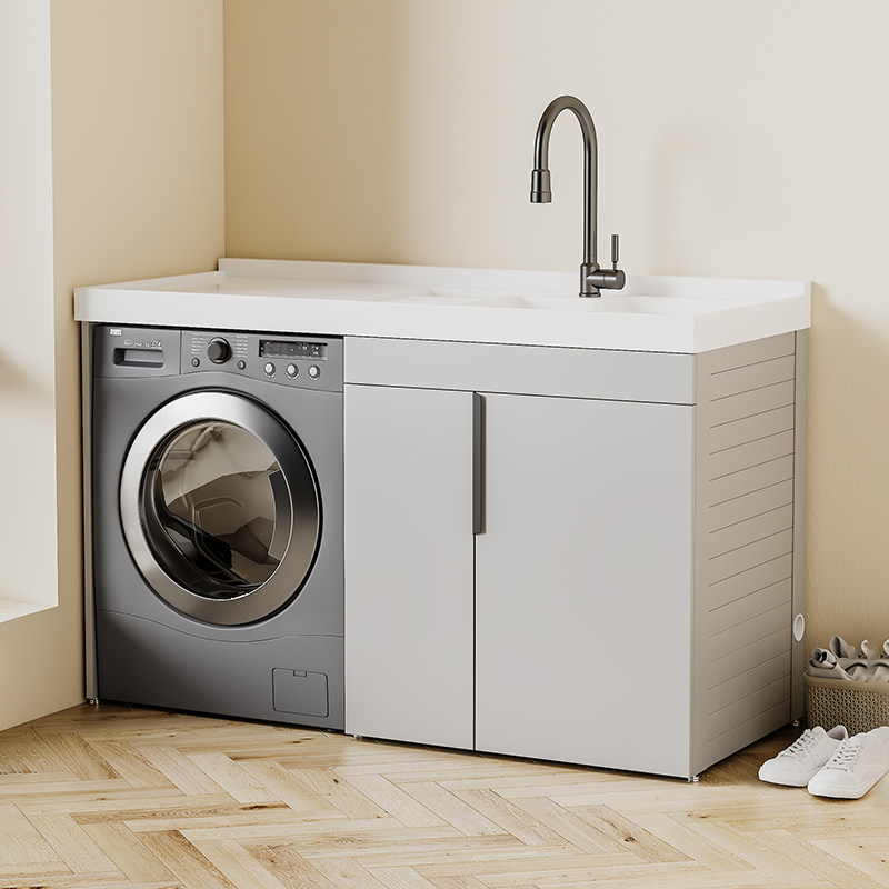 SNUU杉浴滚筒洗衣机阳台一体柜收纳洗手盆洗衣台搓板组合定制伴侣_虎窝淘