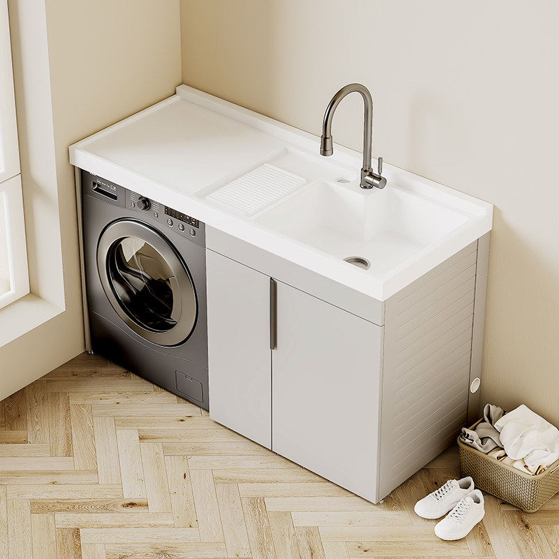 SNUU杉浴滚筒洗衣机阳台一体柜收纳洗手盆洗衣台搓板组合定制伴侣_虎窝淘