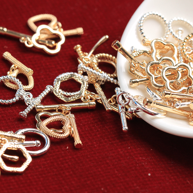 铜包14K金色浅金OT扣手链链接扣DIY珍珠项链扣收尾连接扣首饰材料_虎窝淘