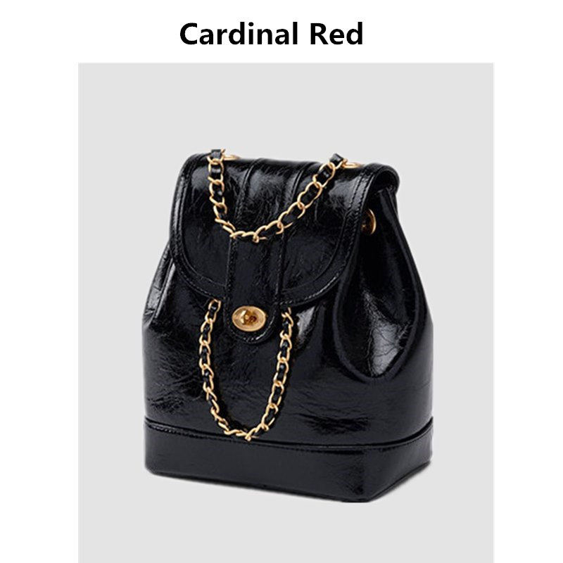 Bolantin小众复古Cardinal Red链条小香包牛皮斜跨单肩水桶双肩包_虎窝淘