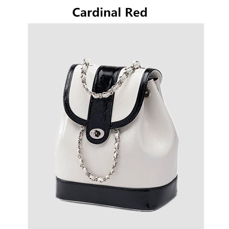 Bolantin小众复古Cardinal Red链条小香包牛皮斜跨单肩水桶双肩包_虎窝淘