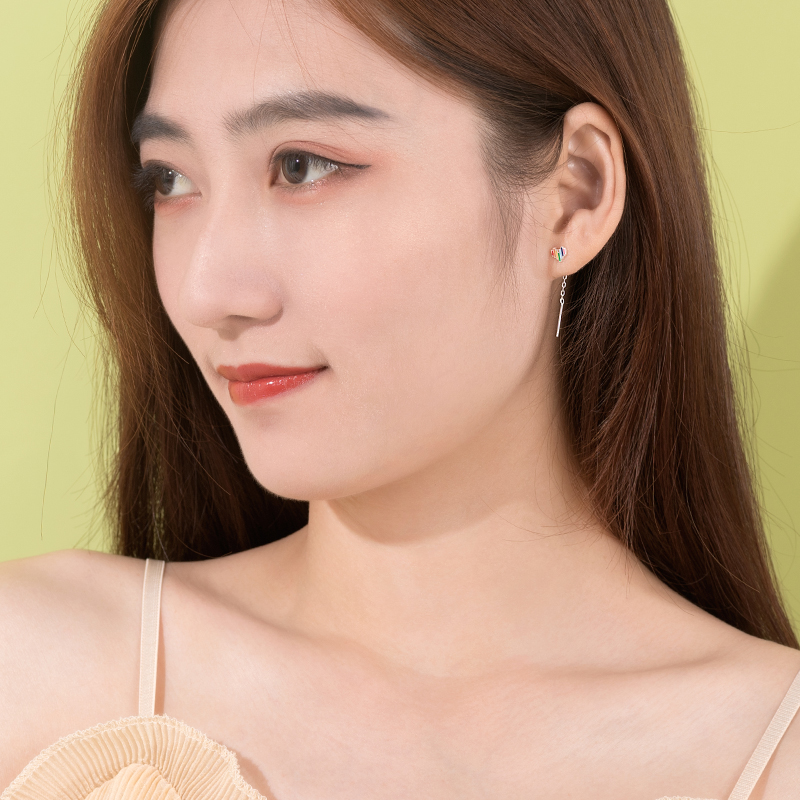 S925纯银耳线耳坠女2023年新款潮气质流苏耳钉小清新耳环耳链耳饰_虎窝淘