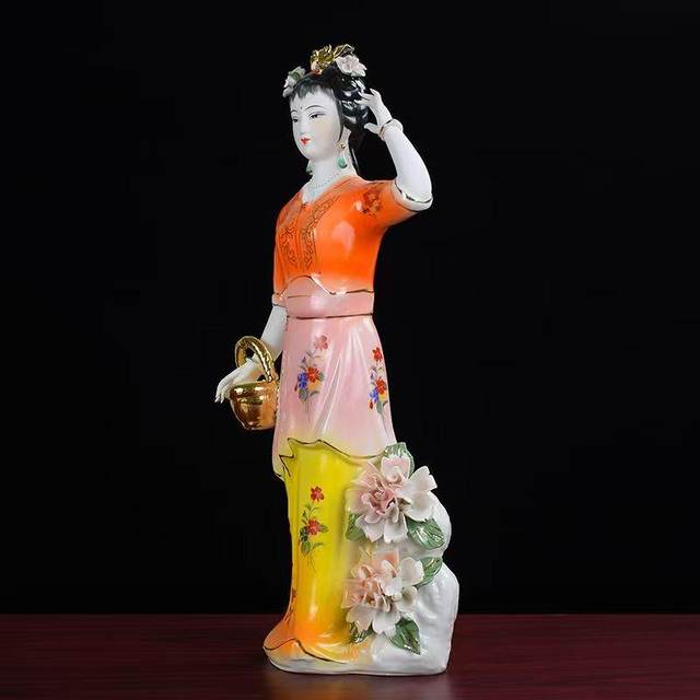 Ceramic Seven Fairies Statue Hundred Flowers Peony Fairy Home Buddhist ...