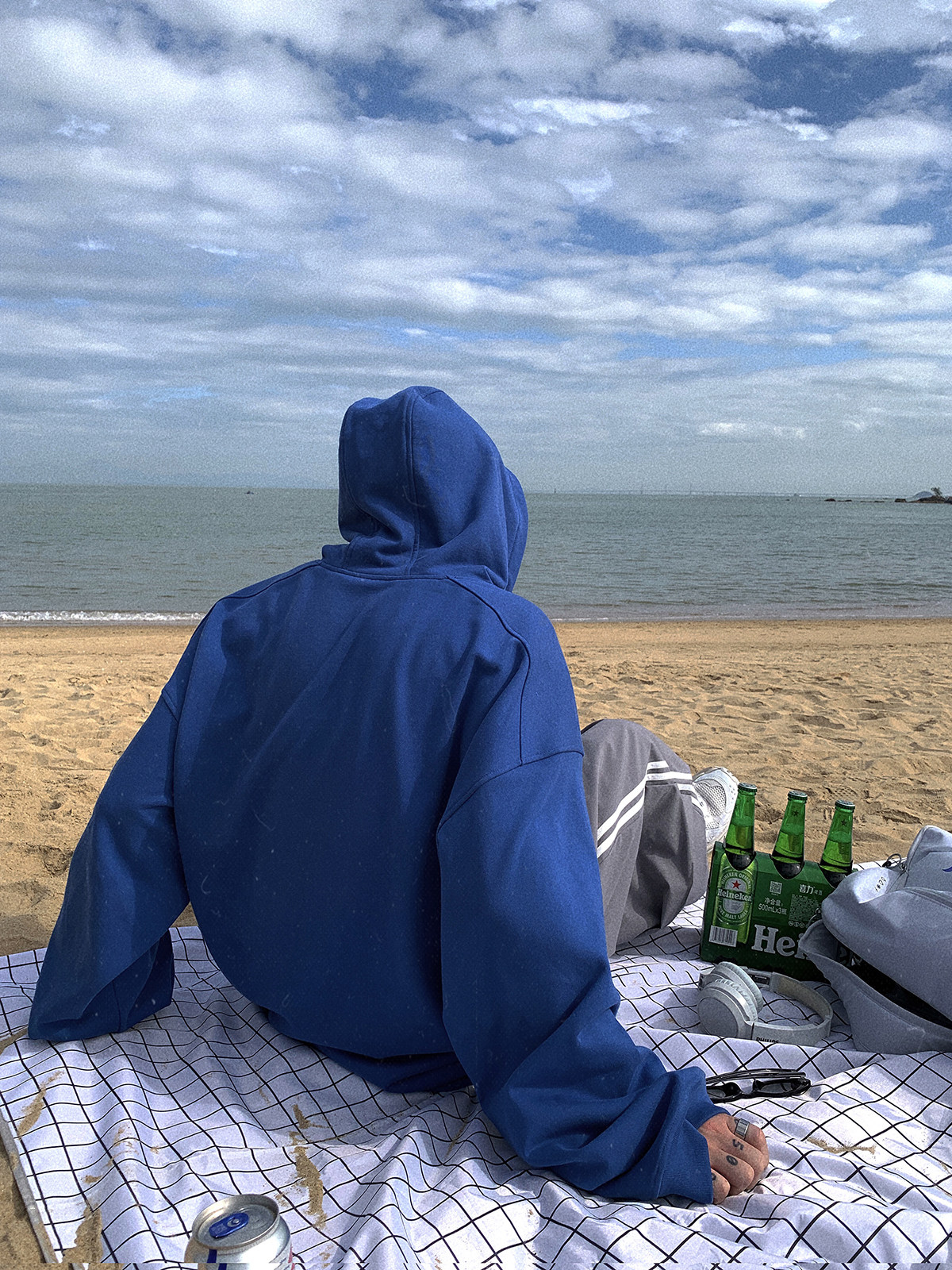 Aurocean连帽卫衣 440克重磅全棉少年感天蓝色千玺复古宽松长袖_虎窝淘