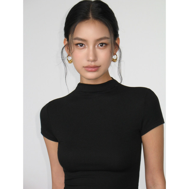 NEVA HU half-high neck short-sleeved T-shirt for women's design 2025 ...