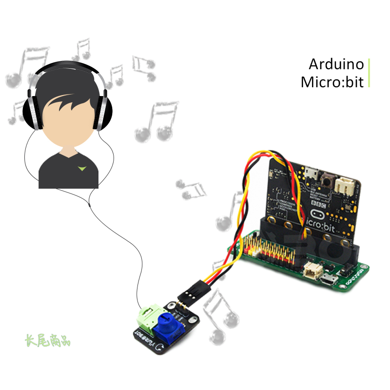 YwRobot适用于Arduino耳机接口转换模块兼容Micro：bit可调节音量_虎窝淘