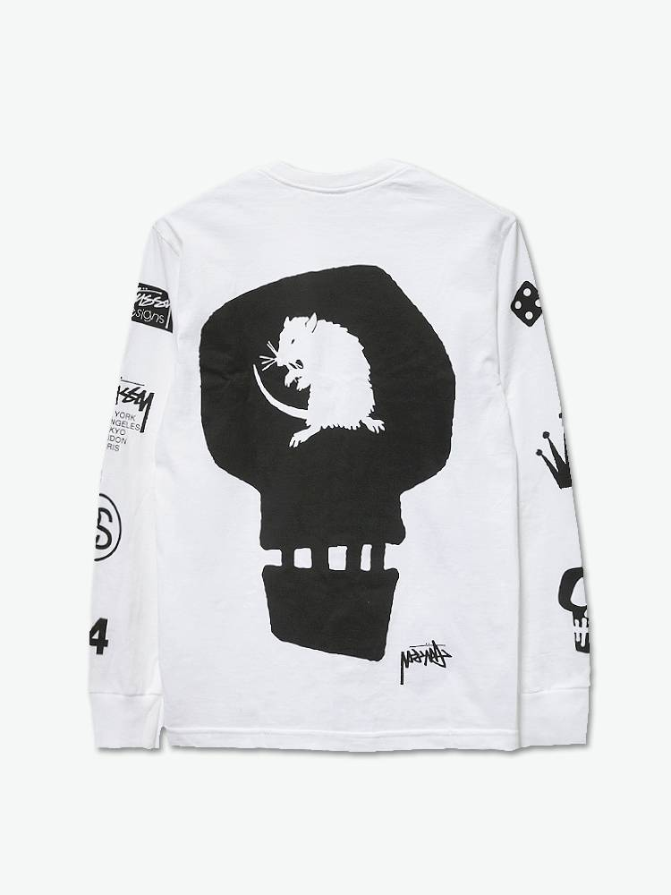 稀有款Stussy Dot Collage LS Tee多元素八球皇冠巡游串标长袖T恤_虎窝淘