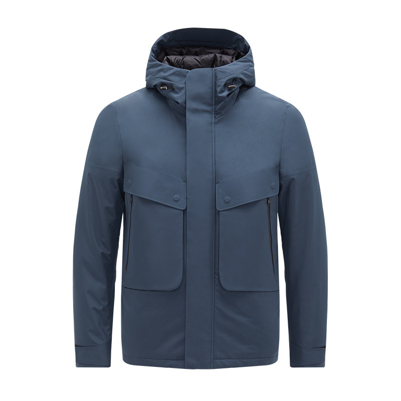 [Navigare意大利小帆船蓝色男羽绒服]-舒适保暖，时尚休闲，抽绳连帽-轻舟网