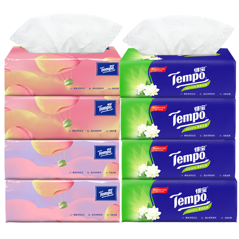 Tempo得宝抽纸甜心桃味茉莉花味抽纸德宝卫生纸婴儿纸巾32包包邮_虎窝淘