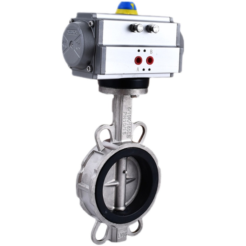 气动蝶阀D671X/F-16P不锈钢气动对夹式蝶阀AT304对夹阀门DN50 65_虎窝淘