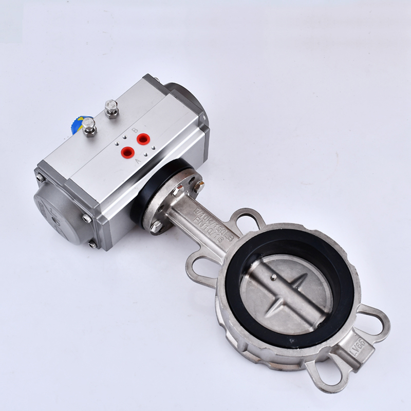 气动蝶阀D671X/F-16P不锈钢气动对夹式蝶阀AT304对夹阀门DN50 65_虎窝淘