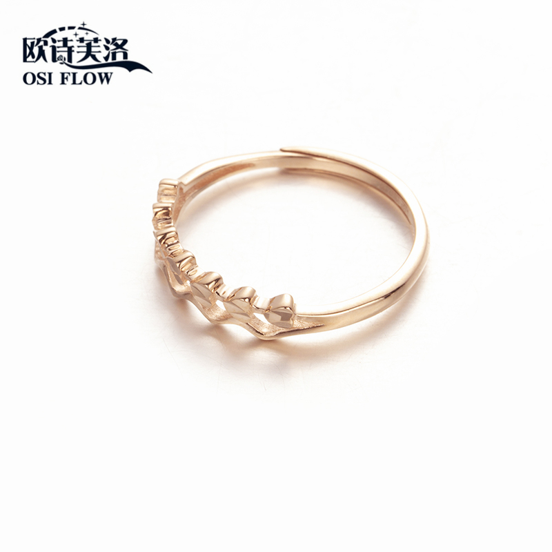 欧诗芙洛正品纯俄罗斯Au585紫金戒指女纯14K玫瑰金彩金活口爱心款_虎窝淘