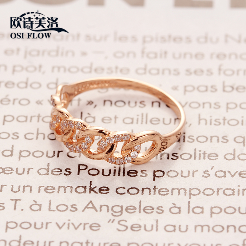 欧诗芙洛正品纯俄罗斯Au585紫金戒指女纯14K玫瑰金彩金排钻时尚款_虎窝淘