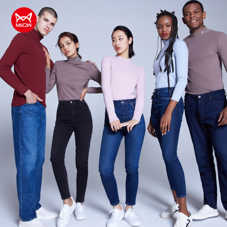 Miiow猫人爆抱绒女士半高领长袖打底衫U21601672_虎窝淘