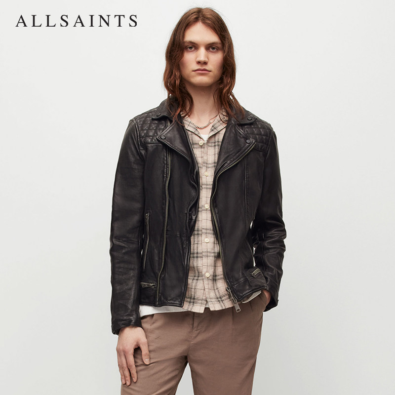 ALLSAINTS男士骑士真皮皮衣Conroy修身飞行员夹克春季新款ML058F_虎窝淘
