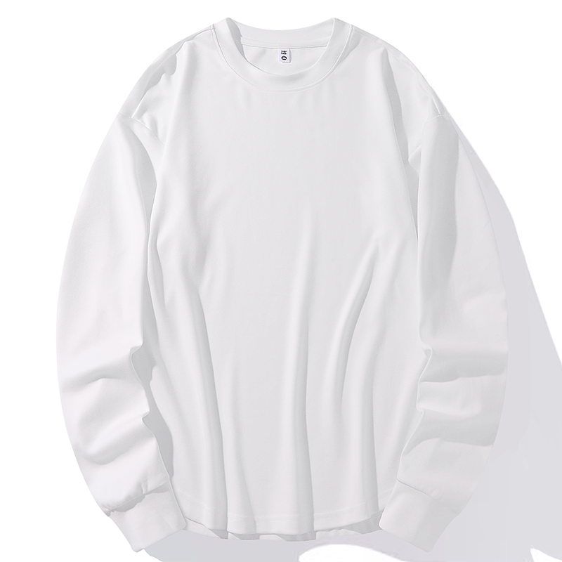 美式280G重磅长袖t恤男士秋季宽松圆领卫衣纯棉纯色内搭打底衫女_虎窝淘