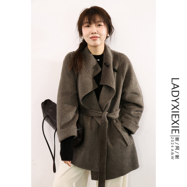 Ladyxiexie French lazy design sense Albaka double -sided cashmere coat ...